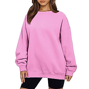 AUTOMET Preppy Clothes Sweatshirts Hoodies for Women Teen Girls Oversized Sweaters Cute Fall Outfits 2023 Y2K Crewneck Pullover Tops Pink