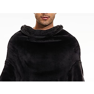 TITIZLK Wearable Blanket Adult, Super Soft Faux Fur Throw Blanket, 61x80, with a Foot Pocket, Large, Blanket with Sleeves, (Black, 62x80)
