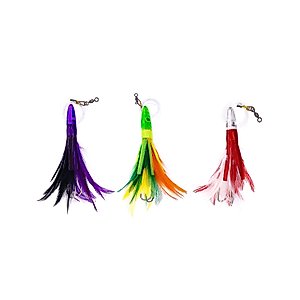Sanhu 6 Inch Rigged Tuna Feathers Purple Black Zucchini Red White 3 Pieces