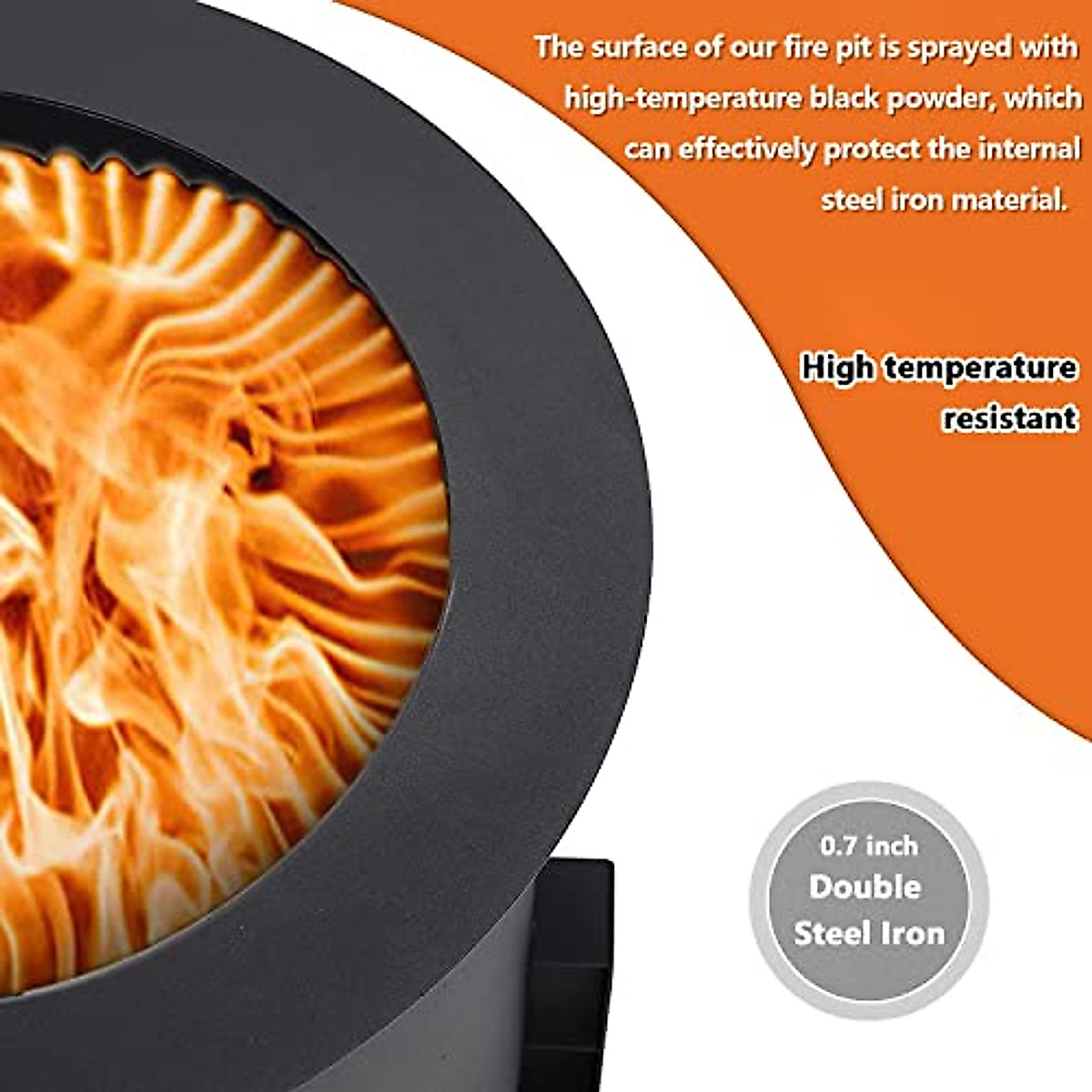 Grepatio Smokeless Fire Pit ,21.5 Inch Steel Double Flame Fire Pit Large Portable Stove Bonfire Outdoor Wood Burning for Outside, Backyard, Camping, Picnic, Garden w/ 1 Pokers and Cover(Black)