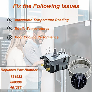 800393, 831932 Temperature Control Kit, Compatible with True Refrigerators and Freezer TC/TSD/T/GDM/GEM/G4SM Series, Replaces 800306 461387 Refrigerator Parts Thermostat