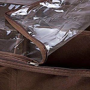 Under Bed Storage Shoe Organizer Bag with Clear Plastic Zippered Cover, Stores 12 Pairs of Shoes by Everyday Home (Brown)