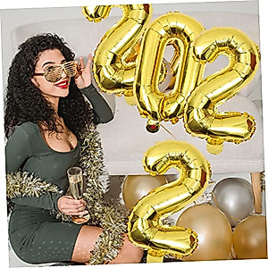 Abaodam 4pcs 2022 2022 number balloon baby kit wedding decoration gold suit Happy New Year new year photo backdrop party number balloons Aluminum Film Balloon New Year Balloon Decor suite