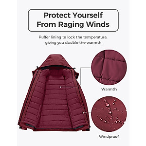 wantdo Women's Mountain Skiing Jacket Softshell Snowboarding Winter Coat Windbreaker Wine Red M