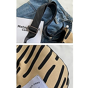 Women Girls Fashion Shoulder Bag Large Tote Handbag Purse Canvas Shopping Dating Bag Slouchy Travel Bag Casual Bag Crossbody (Brown)