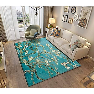 Vincent Van Gogh Almond Blossoms at Area Rugs Non-Slip Floor Mat Doormats Home Runner Rug Carpet for Bedroom Indoor Outdoor Kids Play Mat Nursery Throw Rugs Yoga Mat