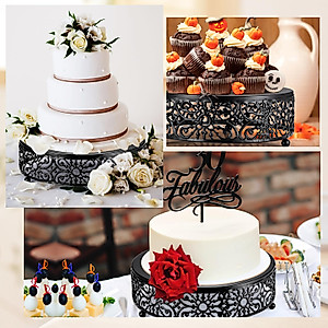 Lallisa 6 Pcs Black Cake Stand Set 12 Inch 10 Inch 8 Inch Wedding Cake Stand Round Metal Dessert Display Cupcake Holder Candy Display Plate for Wedding Party Birthday Decorations(Black)