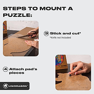 UNIDRAGON Original Jigsaw Puzzle Saver, Wall Art Mounting System to Display Completed Boards, Includes Cardboard Base, Stickers, 3 Sheets Adhesive Labels, Patches & Instructions - for KS, S & M Size