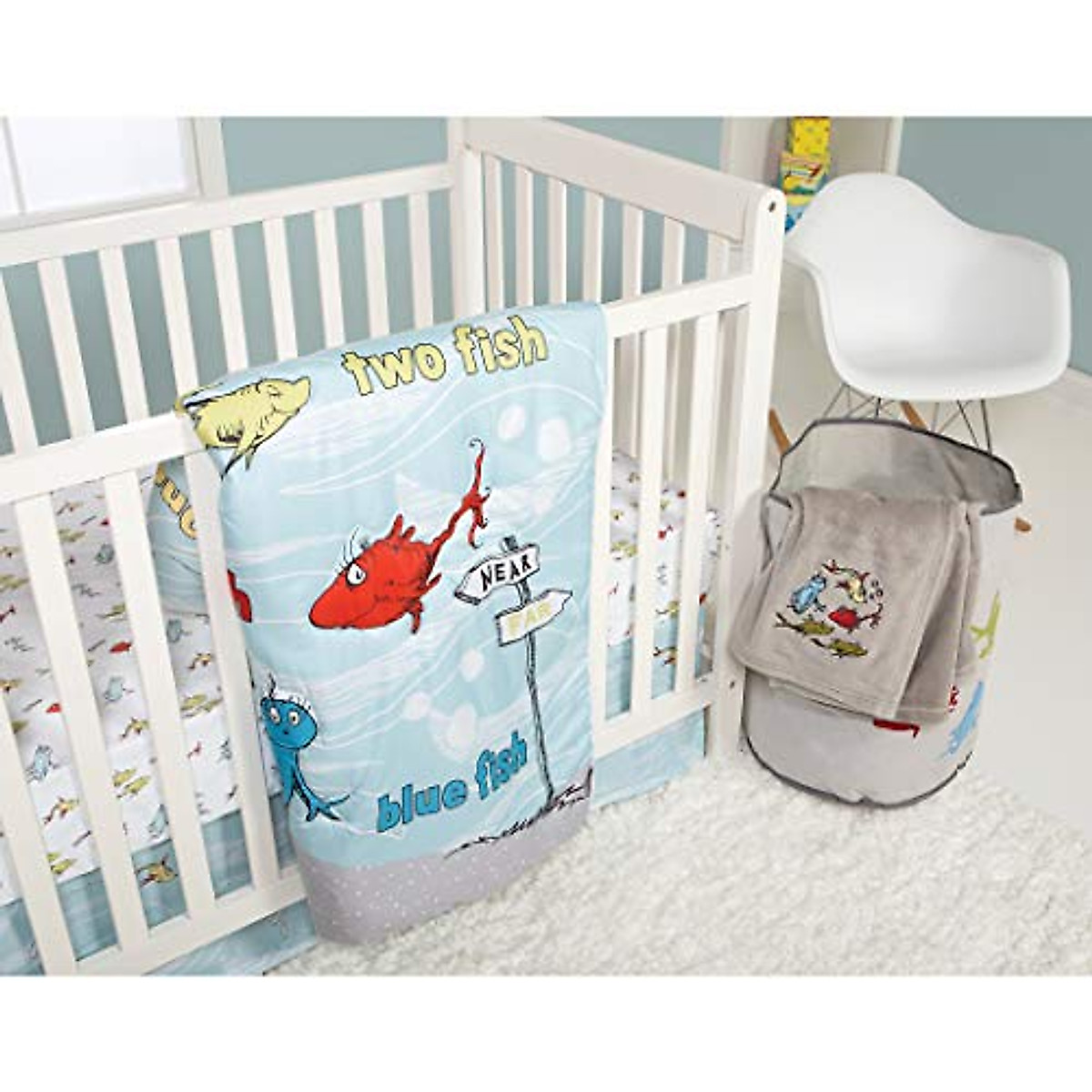 Trend Lab Dr. Seuss One Fish Two Fish 4Piece Crib Bedding Set Nursery Baby Bedding