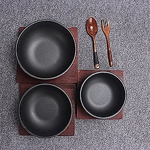 Thicken Stone Bowl, Korean Stone Bowl for Bibimbap For Induction Cooker With Tray,High Temperature Resistant Bibimbap Pot, Korean Cast Iron Pan-0.9L