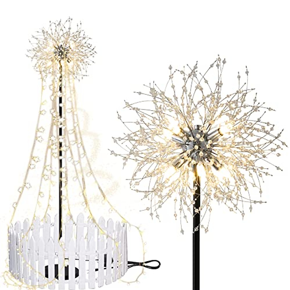 YAO BANG Crystal Floor Lamp for Bedroom and Living Room, Elegant Standing Lamp with 8 Lights and 63" Tall Pole, Modern Floor Lamp for Room Decor with 32 Firework Crystal Harnesses