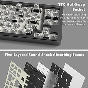 Womier S-K71 75% Gaming Keyboard, Aluminum Alloy Shell Wireless Mechanical Keyboard Bluetooth/2.4G/Wired Hot Swappable Pre-lubed Switches, Gasket Mounted RGB Creamy Keyboard for Mac/Win, Black