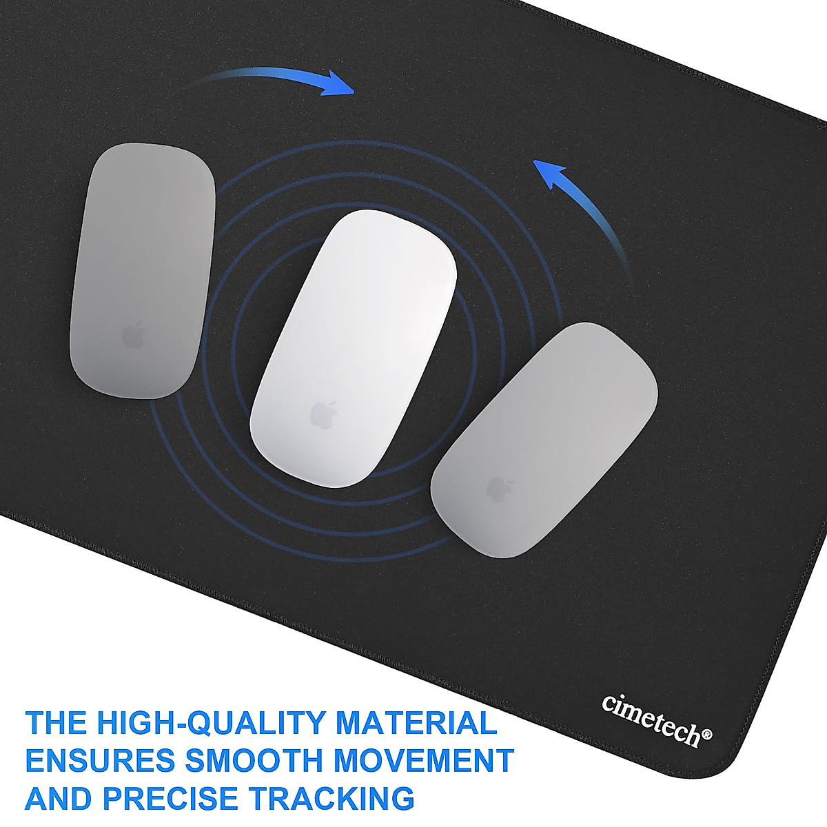 cimetech Gaming Mouse Pad XXL Comfortable Superfine Fiber Desktop Extended Large Mouse Pad Waterproof Keyboard Mat with Non-Slip Base, Smooth Surface for Computer and Desk (25.3✖12.4✖0.04inches)-Black