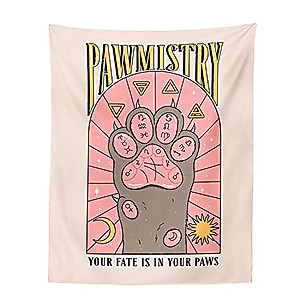 MBVBN Kawaii Wall Decor Pink Cat Paw Tapestry Kawaii Room Decor Kawaii Bedroom Decor (Pink)