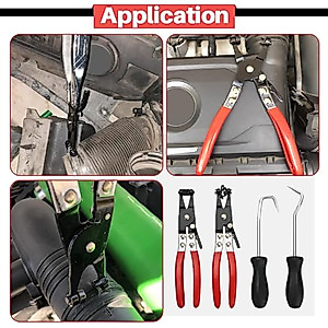 DASBET Hose Clamp Pliers Kit, 2pcs Cross Slotted and Flat Band Hose Clamp Pliers Repair Tools, 2Pcs Hose Removal Hooks, 4Pcs Hose Clamp Pliers Set