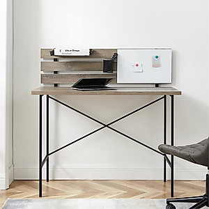 Walker Edison Small Slatted Wood Laptop Computer Writing Desk Home Office Workstation, 42 Inch, Grey Wash