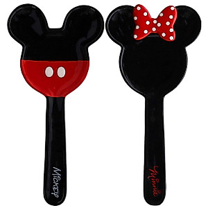 Disney Mickey Mouse Pant and Minnie Mouse Bow Ears Figural Spoon Rest Ceramic Set of 2