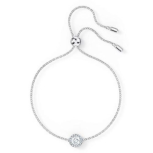 Swarovski Angelic Bracelet with Clear Crystals on a Rhodium Plated Chain with a Bolo Style Adjustable Closure
