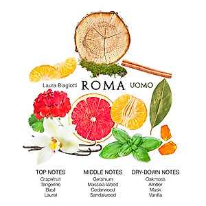 Laura Biagiotti Roma for Men - Classic and Elegant Scent - Opens with Grapefruit, Bergamot and Basil - Reveals Your Seductive and Masculine Side - Perfect for Date Night - 2.5 oz EDT Spray