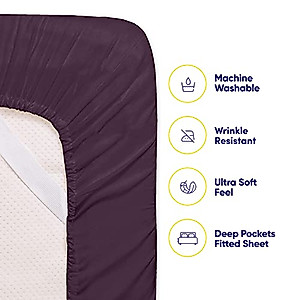 Sweet Home Collection 6 Piece 1500 Supreme Collection Brushed Microfiber Deep Pocket Sheet Set-2 Extra Pillow Cases, Great Value, Rv Short Queen, Purple