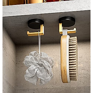 Finnez Bath Towel Hooks Robe Hook Wall Mount Heavy Duty Wall Hooks Coat Hooks Closet Door for Bathroom Bedroom and Livingroom（Black Gold 4 Packs