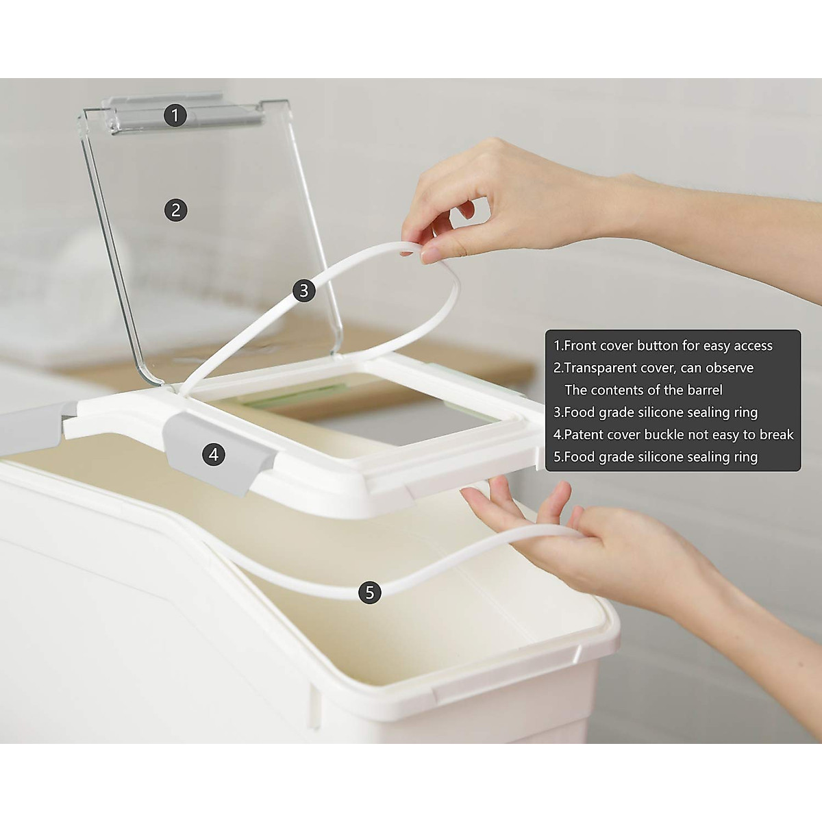 CITY BABY 2 Pack Airtight Flour Storage Container With Scoop,Dry Food, Sugar, Baking Supplies,Rice Container Set -BPA Free- Pet Food Storage Container,Dog Cat Birds Food Bin(13LB)