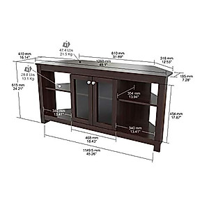 Inval Corner TV Stand with Glass Doors, Espresso