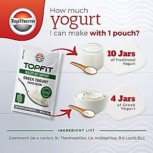 TopTherm Yogurt Starter |Gut Health Probiotic Yogurt Culture Support |DIY Homemade Plain or Greek Yogurt |Dairy Free Yogurt |Non-GMO |No Added Sugar |Works with Any Yogurt Maker - 2 Pack - Makes 2 Qts