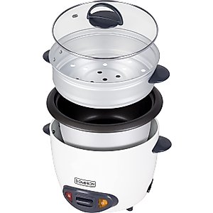 Dominion 24-Cup Cooked (12 Uncooked) Electric Rice Cooker with Removable Nonstick Pot & Food Steamer, One Touch Operation, Warm Mode, With Measuring Cup & Spatula & Recipe Book, Perfect For Rice, Soups, Stews, Grains, Oatmeal - White