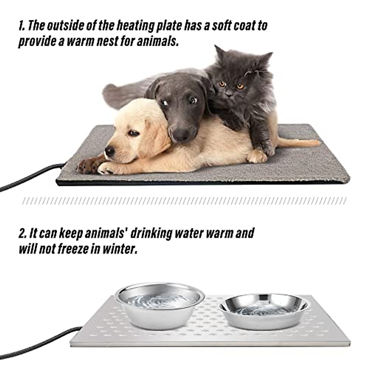 HHNIULI Pet Heating Heat Heater Pad Bed Plate 22" L x 17" W Adjustable Temperature 80-130 ℉ Chicken Coop Heater Indoor Outdoor Warmer Mat for Dogs Cats Pets Pig Chicken Rabbit Livestock