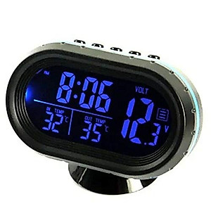 MACHSWON 3 in 1 Car Digital LED Electronic LCD Clock Thermometer Voltmeter