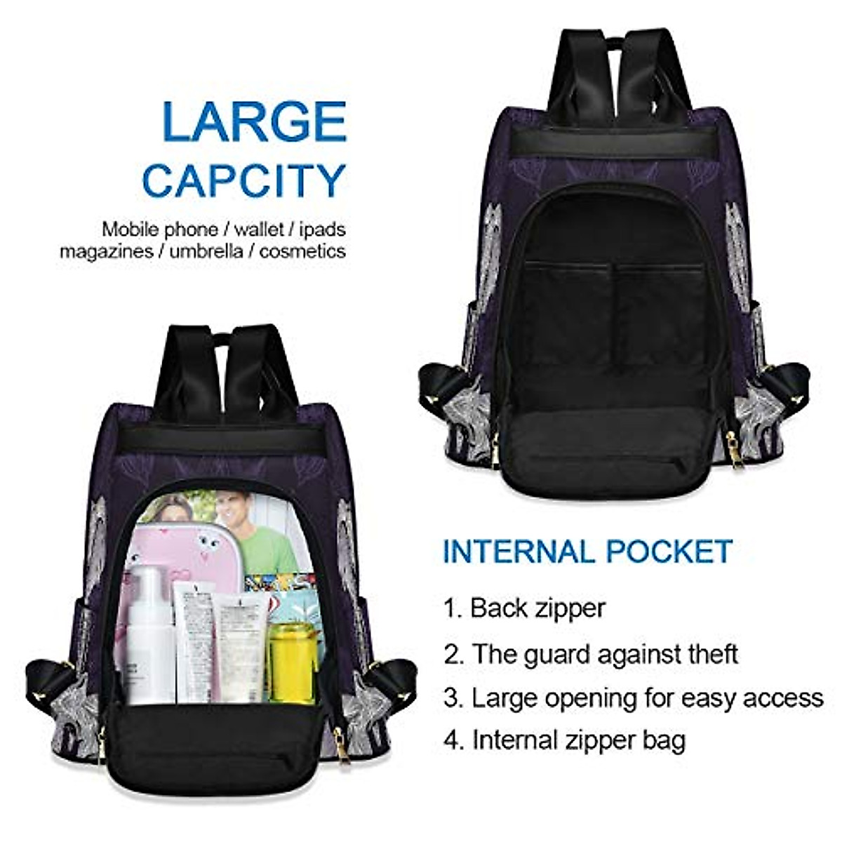 ALAZA Ethnic Elephant Head Backpack Purse with Adjustable Straps for Woman Ladies