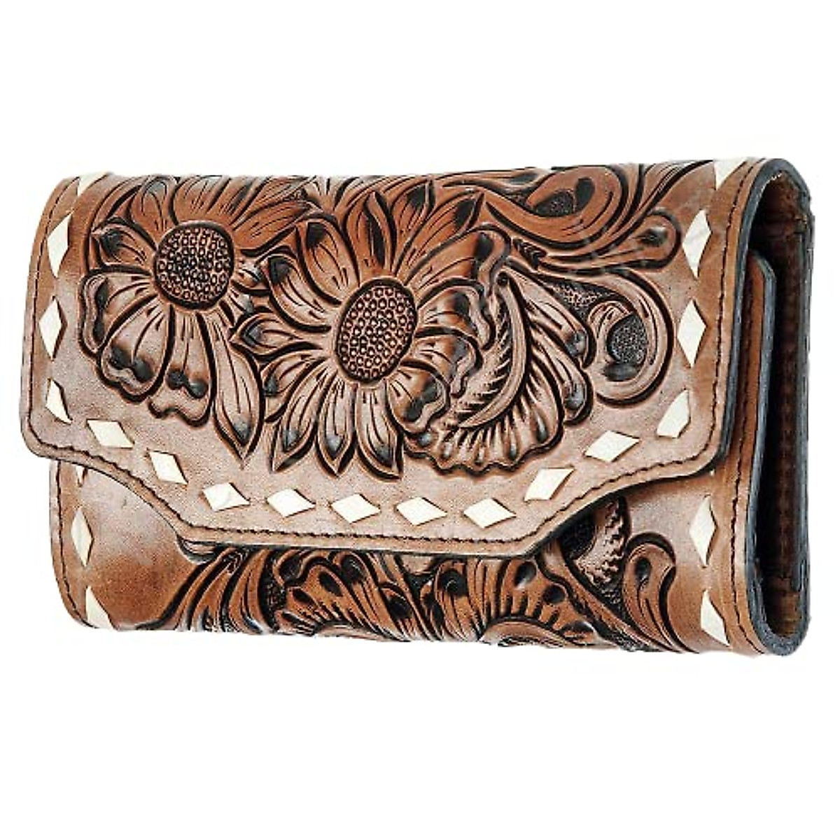 American Darling Wallet 4x8 inch Hand Carved Leather Purse for Womens Western Clutch Cow Girls