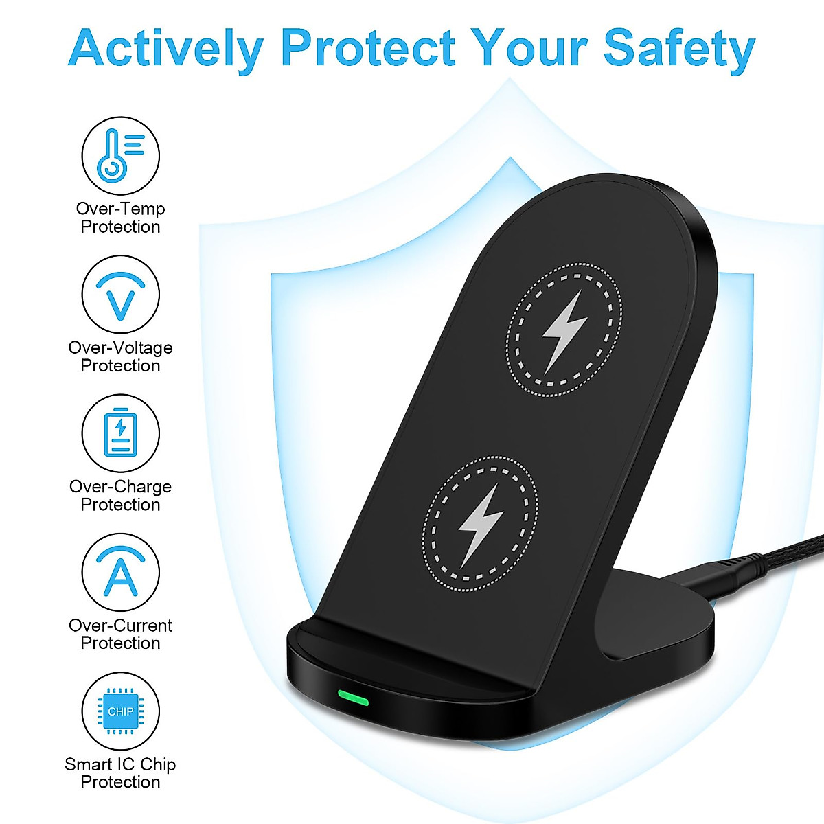 15W Fast Wireless Charger Phone Charging Stand for Google Pixel 8a/8 Pro/7a/7/6 Pro/5,Android Phone Wireless Charging Station Charger for Samsung Galaxy Z Fold 5/Z Flip 5/S24 Ultra/S23/S22/S21/S20/S10