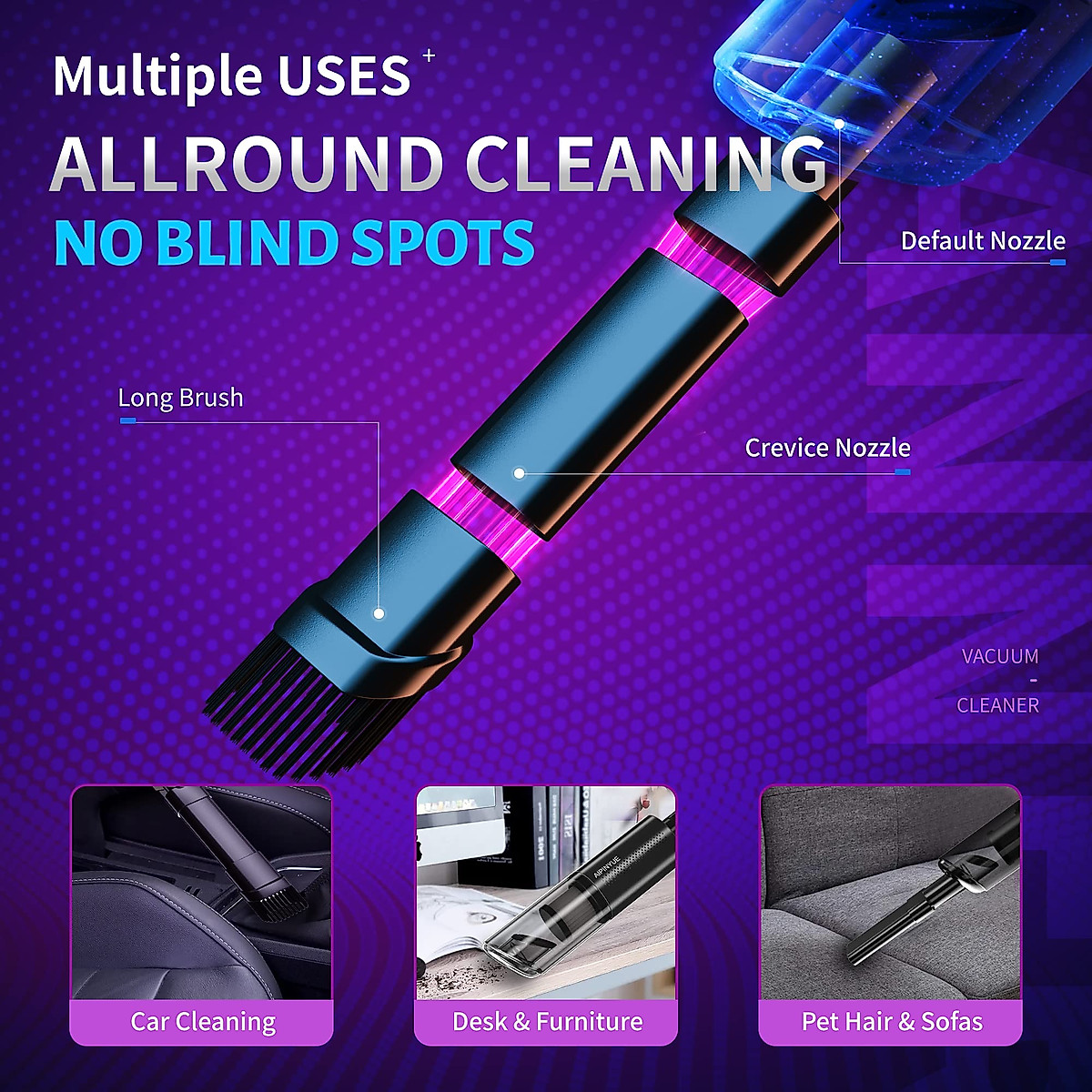 Bennra Mini Cordless Handheld Vacuum Cleaner【2022 New】, for Car, Home, Pet Hair, Portable USB Rechargeable, Easy to Clean Keyboard, Drawer, Crevices