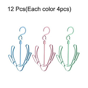 uxcell Shoes Drying Hanger, 270mm x 150mm PP Rotatable Shoe Hanging Racks Blue/Green/Pink, Pack of 3