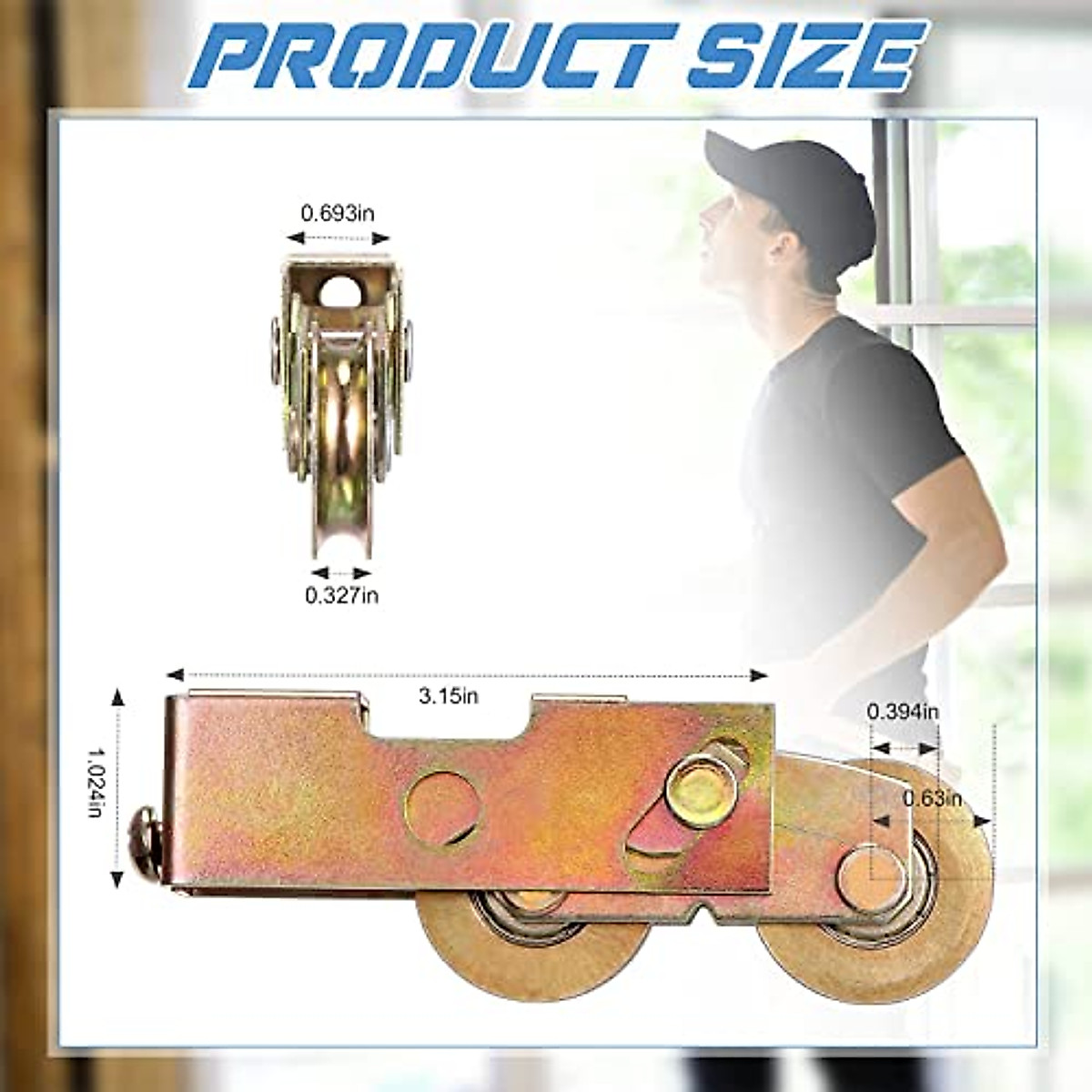 Sliding Patio Door Rollers 1-1/4 Inch Sliding Door Tandem Roller Assembly Sliding Glass Door Rollers Replacement Sliding Door Wheel Replacement, for Sliding Glass Door Screen Door Gate Window (2 Pack)