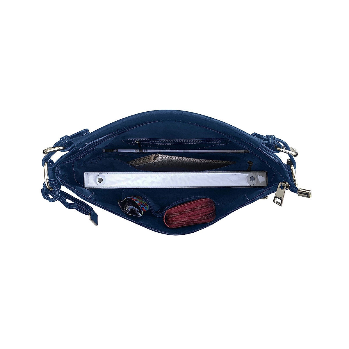 Roma Leathers Gun Concealment Purse - Vegan Leather, Convertible Multi-Purpose Strap Lockable YKK Zipper (Navy)