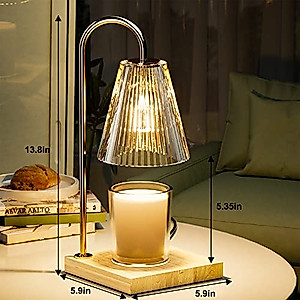 SESIIduo Candle Warmer Lamp, Timer & Dimmable for Jar Candles, Melter Electric Scented Candle Electric Melter Light with 2 Bulbs, Home Decor and Gift for Mother, Her, Wedding-Glass Wood