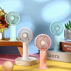 Tujoe Mini Powerful Handheld Fan Mini Portable Fan 3 Speed Personal Small Desk Fan with Base USB Rechargeable Fan for Women Eyelash Makeup Office Travel Beach Indoor Outdoor(48 Pcs)