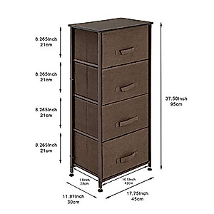 4-Tier Dresser Tower, Fabric Drawer Organizer with 4 Easy Pull Drawers with Metal Frame,Wooden Tabletop for Living Room (Brown)