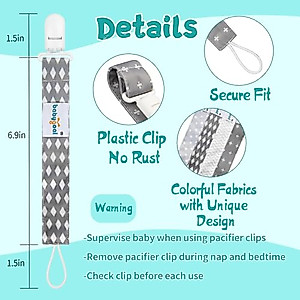 Babygoal Neutral Pacifier Clips, 4 Pack Binky Paci Holder and Leash for Boys and Girls Fits for Most Pacifier, Binkie Styles & Baby Teethers & Toys and Gift 4PS07-B