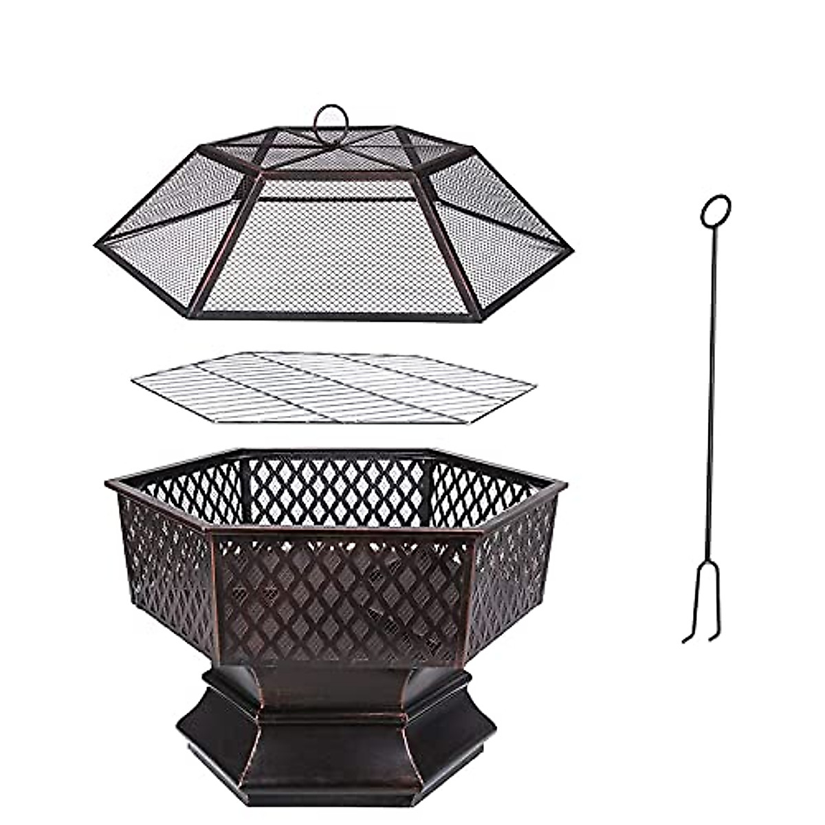 LEAYAN Garden Fire Pit Grill Bowl Grill Barbecue Rack Wood Burning Fire Pit Wood Burning Outdoor Fire Pits Garden 2 in 1 Fireplace for Bonfire Barbecue in The Wild with Grill Grate