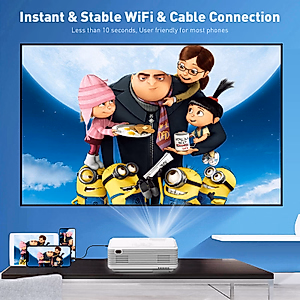 Mini Video Projector, 8500 Lux Outdoor Projector, 1080P Mini Movie Projector with Speaker for Outdoor/Indoor Use Compatible with TV Stick, Video Games, HDMI, USB, AUX, AV