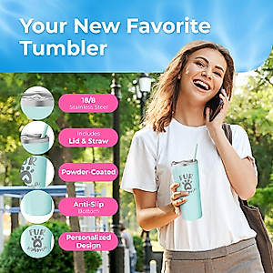 Fur Mama Insulated Stainless Steel Tumbler with Lid and Straw - Personalized Insulated Travel Mug for Wine, Coffee, Water - Dog Mom Gift, Dog Owner, Dog Lover - For the Kitchen or On-the-Go!