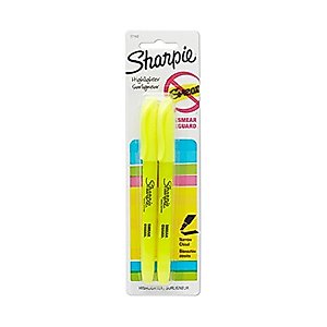 SHARPIE Accent Pocket-Style Highlighters, 2 Fluorescent Yellow Highlighters (27162PP)