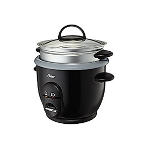 Oster Titanium Infused DuraCeramic 6-Cup Rice & Grain Cooker with Steam Tray, Silver/Black (CKSTRC61K-TECO)
