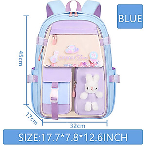 BEFUNIRISE Bunny Backpack, Kawaii Bunny Backpack, Bunny Backpack For Teen Girls, Bunny Backpack (Blue-B, Large)