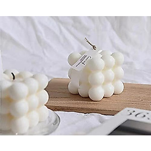 2 Pcs Bubble Candle Soy Wax Cube Candles-Scented Candle Gift Set for Home Decor, White