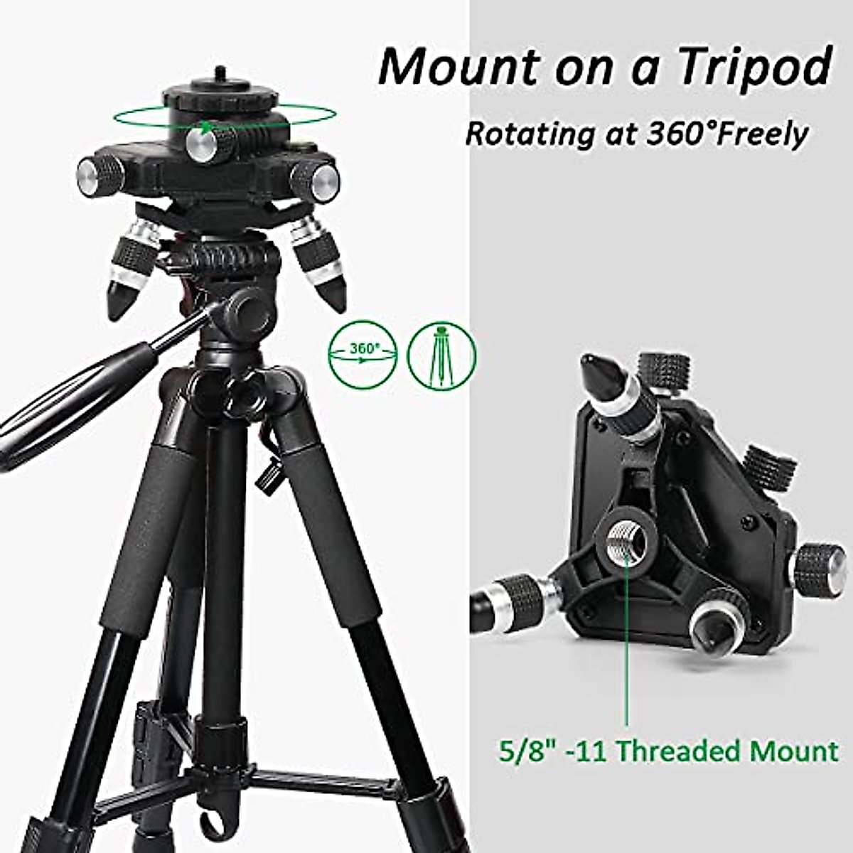 Huepar Laser Level Adapter, Metal 360-Degree Rotating Base for Laser Level Tripod Connector, 1/4’’ Threaded Mount and Horizontal Bubble, Micro-adjust Fine Turning Pivoting Base AT2